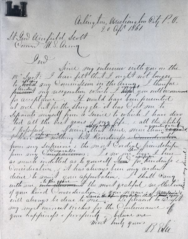 Lee's Letter to Winfield Scott - Arlington House, The Robert E. Lee ...