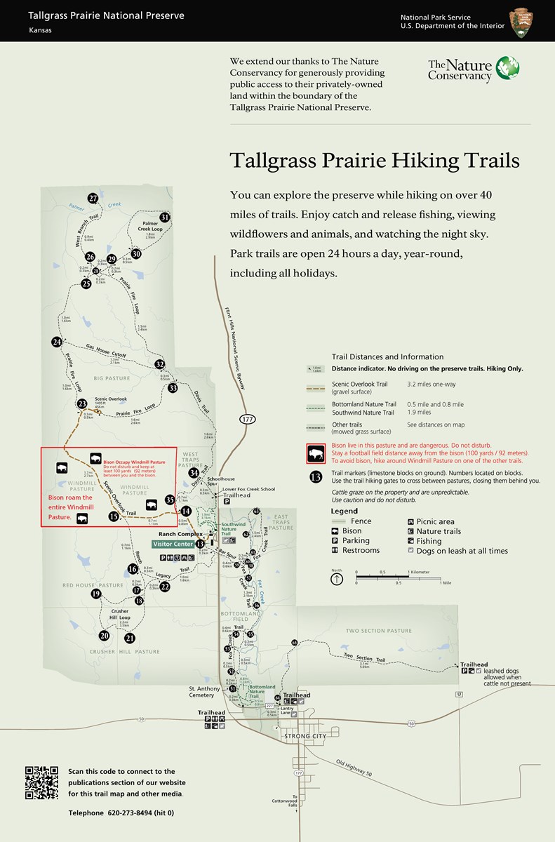 Tallgrass Prairie Npres Hiking Map Us National Park Service