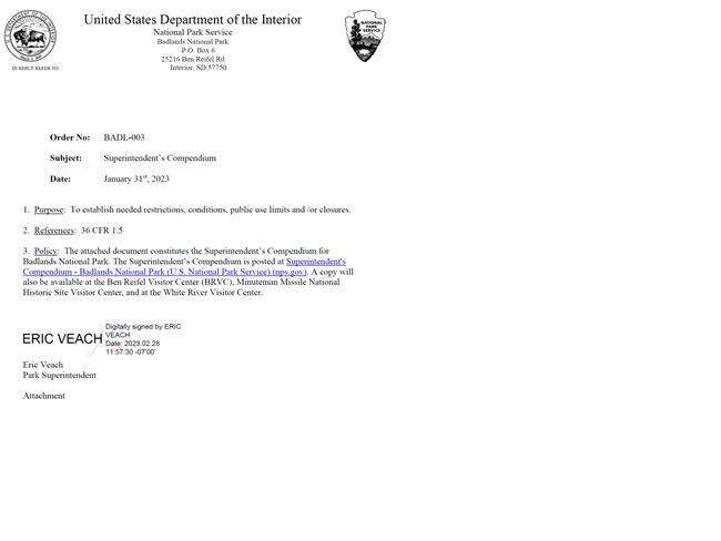 Superintendent's Compendium - Badlands National Park (U.S. National ...