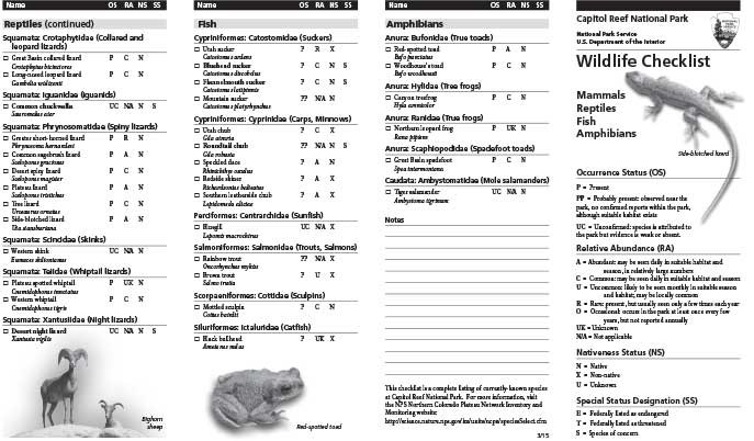 Animals - Capitol Reef National Park (U.S. National Park Service)