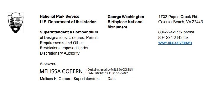 Superintendent’s Compendium - George Washington Birthplace National ...