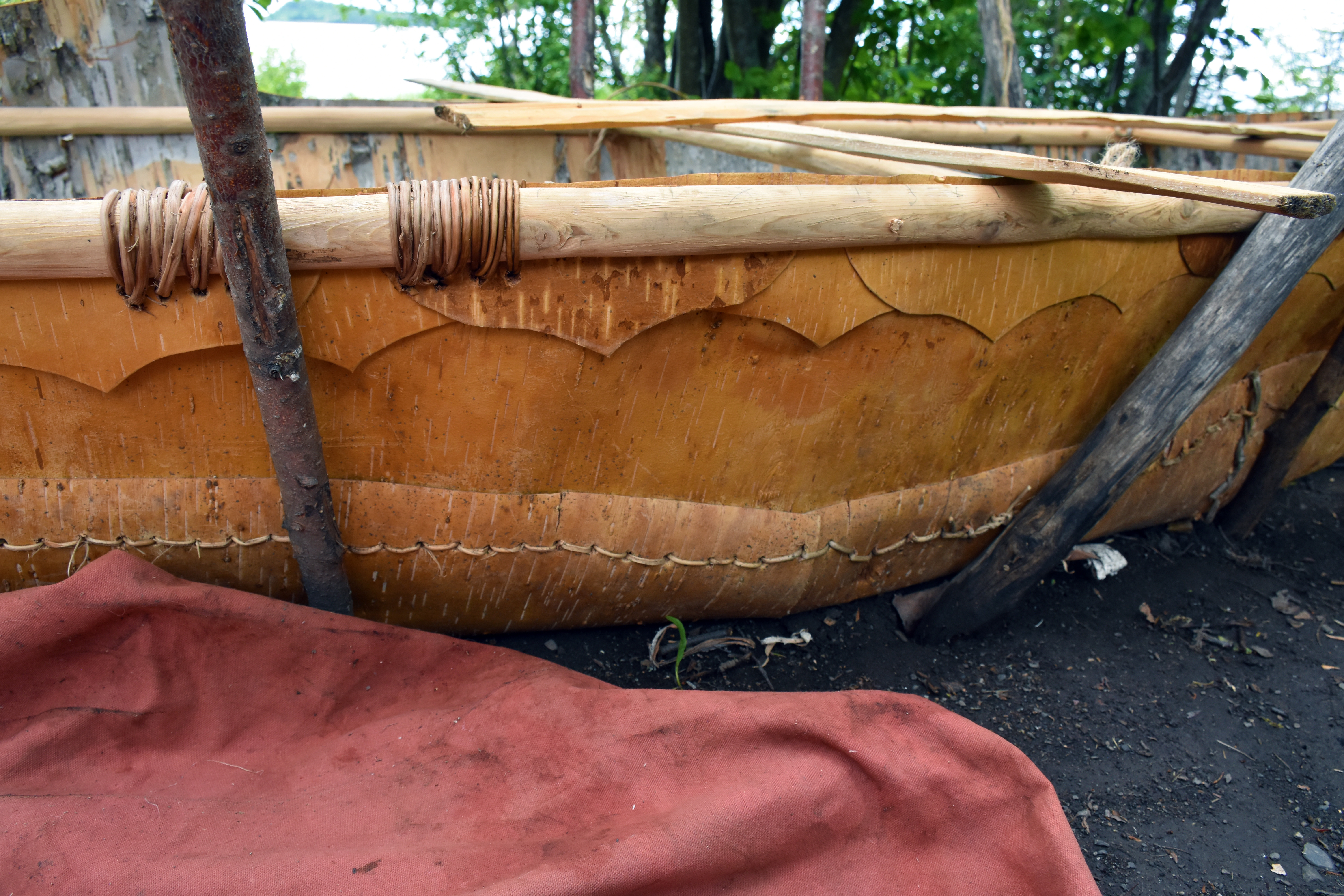 Building a Bark Canoe at Grand Portage (U.S. National Park Service)