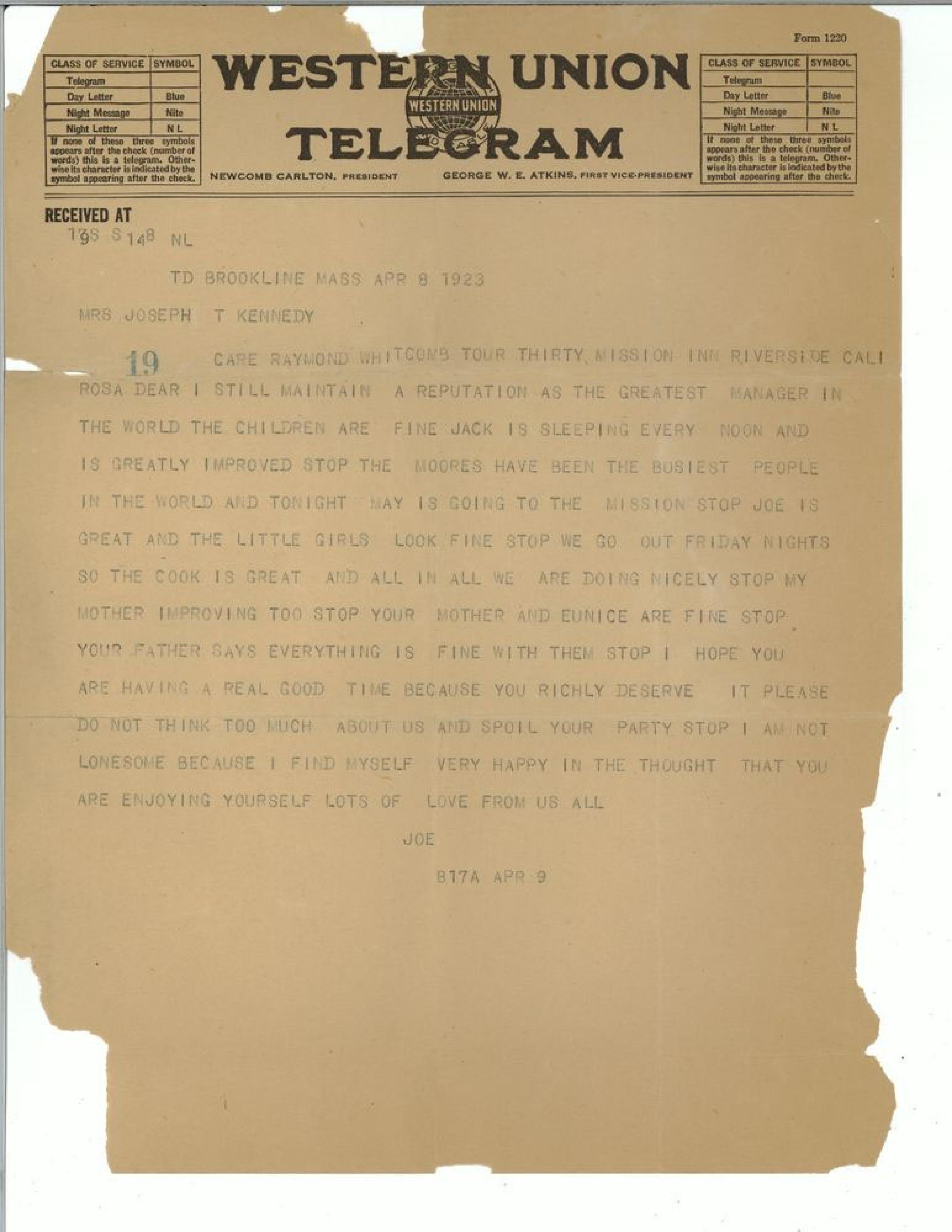 Photographs and Letters Joseph P. Kennedy Sr. Lesson Plan - John ...