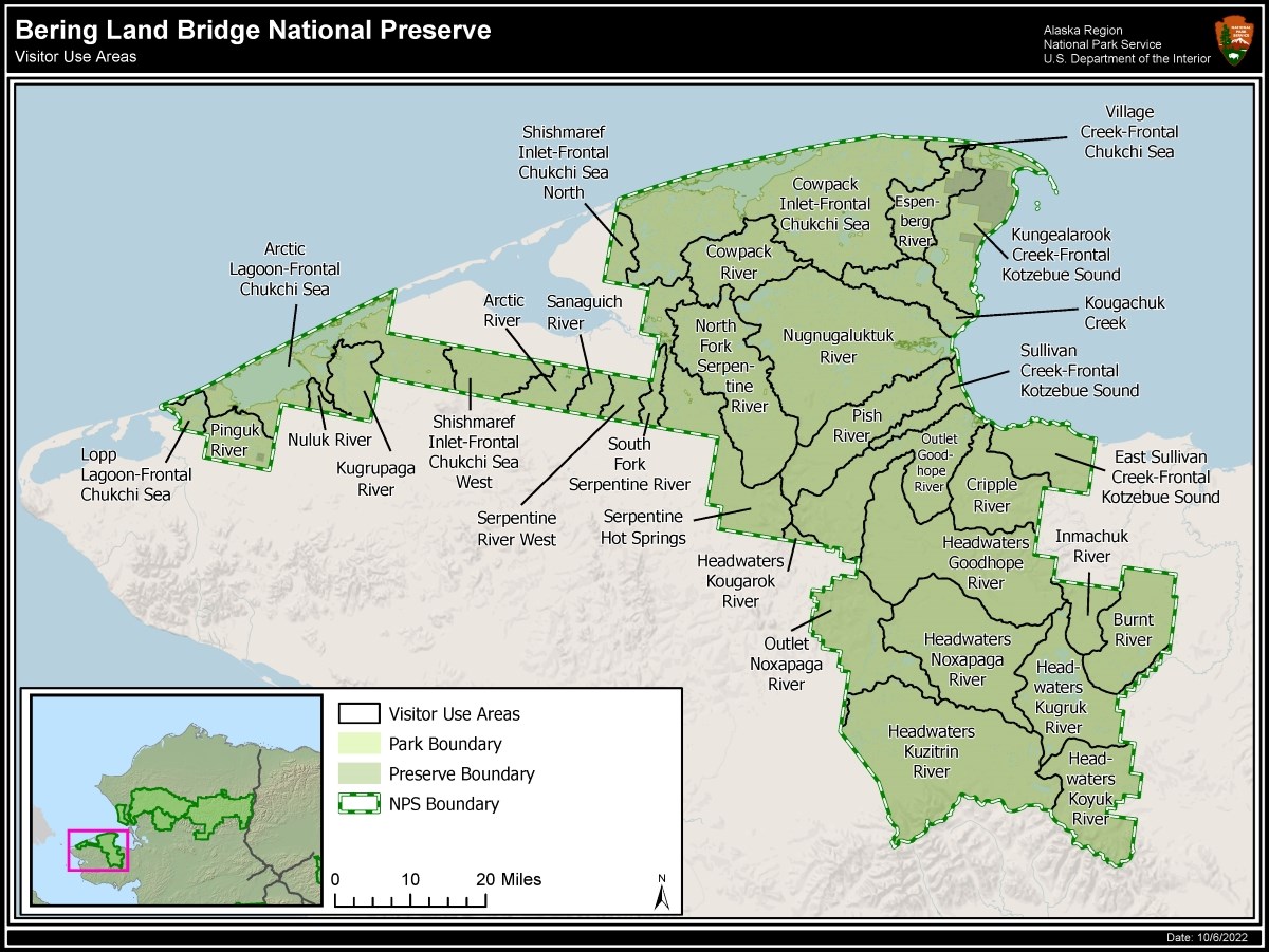 Bering Land Bridge NPr Visitor Use Area Map - Alaska (U.S. National ...