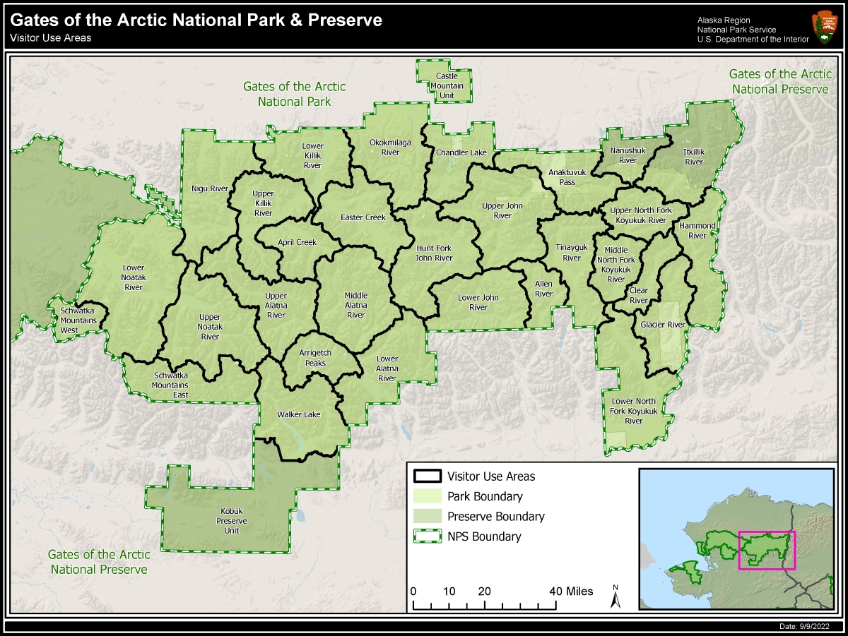 Gates of the Arctic NP&P Visitor Use Area Map - Alaska (U.S. National ...