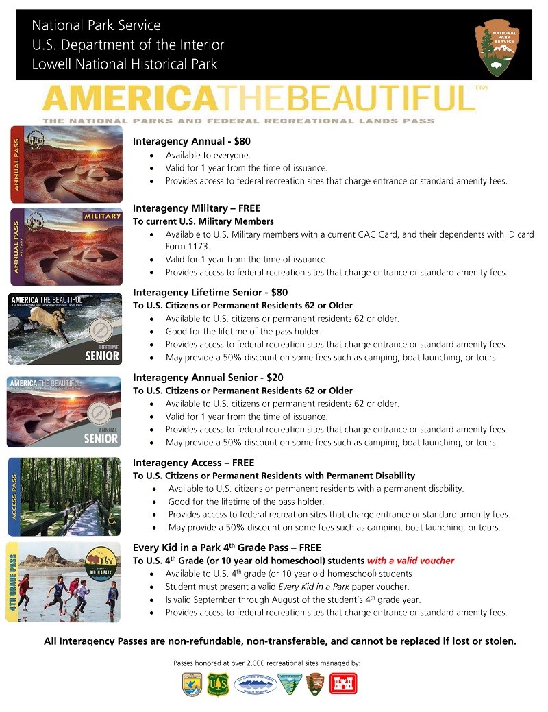 Fees & Passes - Lowell National Historical Park (U.S. National Park ...