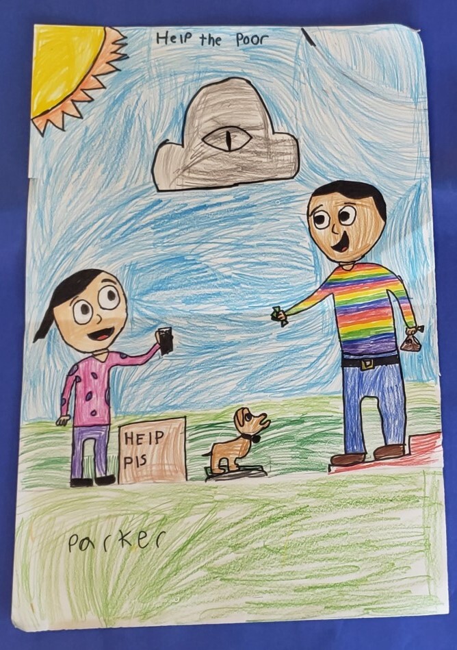 Helping The Poor Drawing