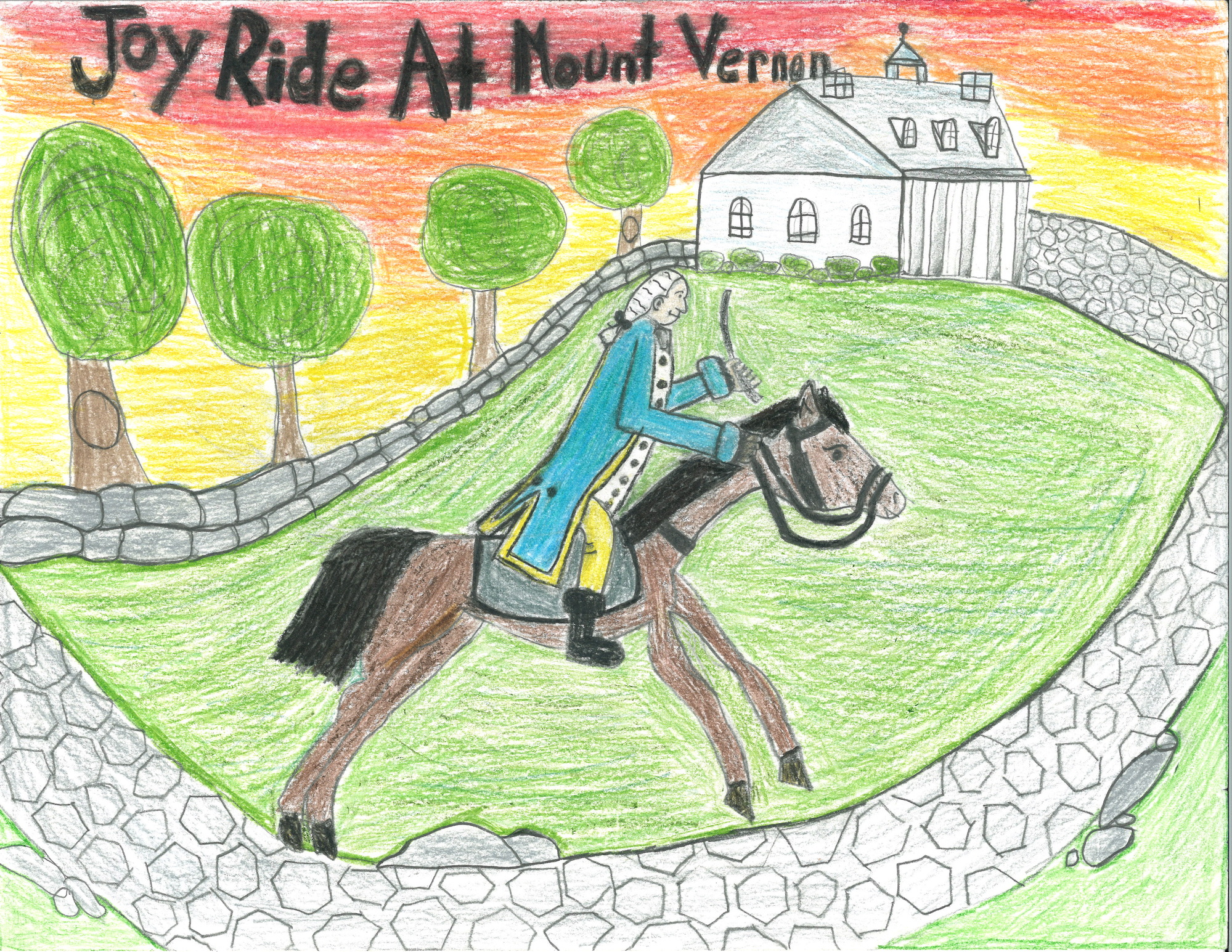 George Washington Riding A Horse