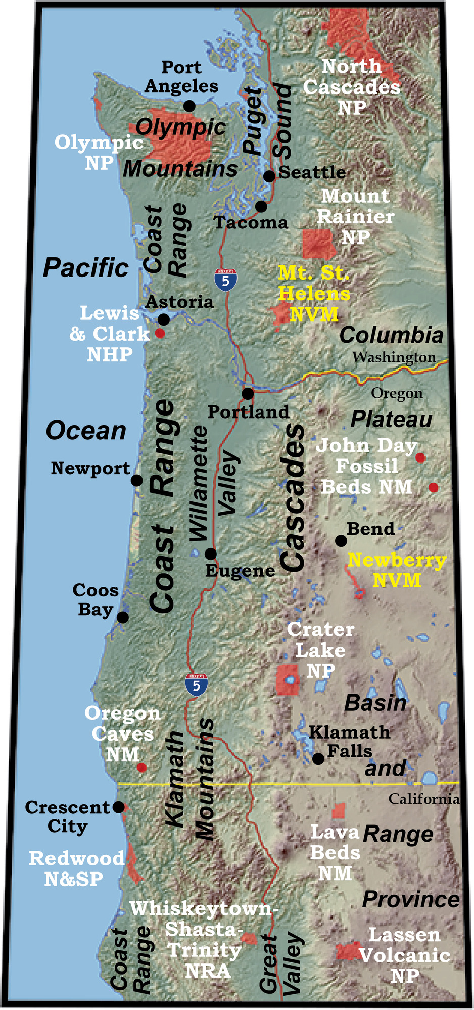 Map Of Cascade Mountain Range