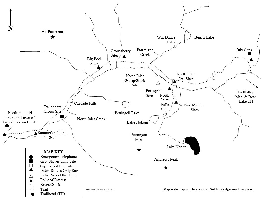North Inlet Area Map - Rocky Mountain National Park (U.S. National Park ...