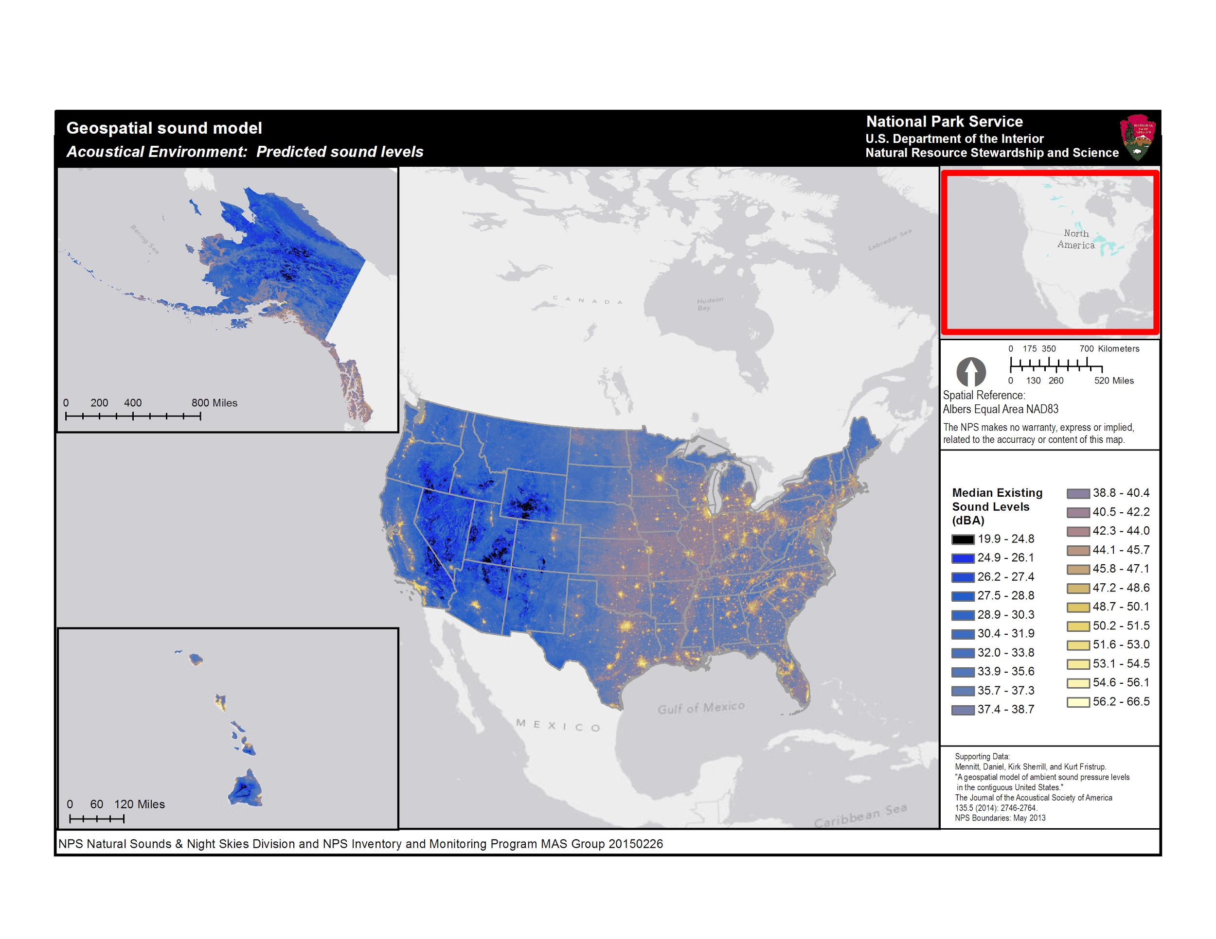 Existing Sound Pressure Level Map - Natural Sounds (U.S. National Park ...