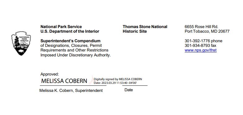 THST Superintendent’s Compendium - Thomas Stone National Historic Site ...
