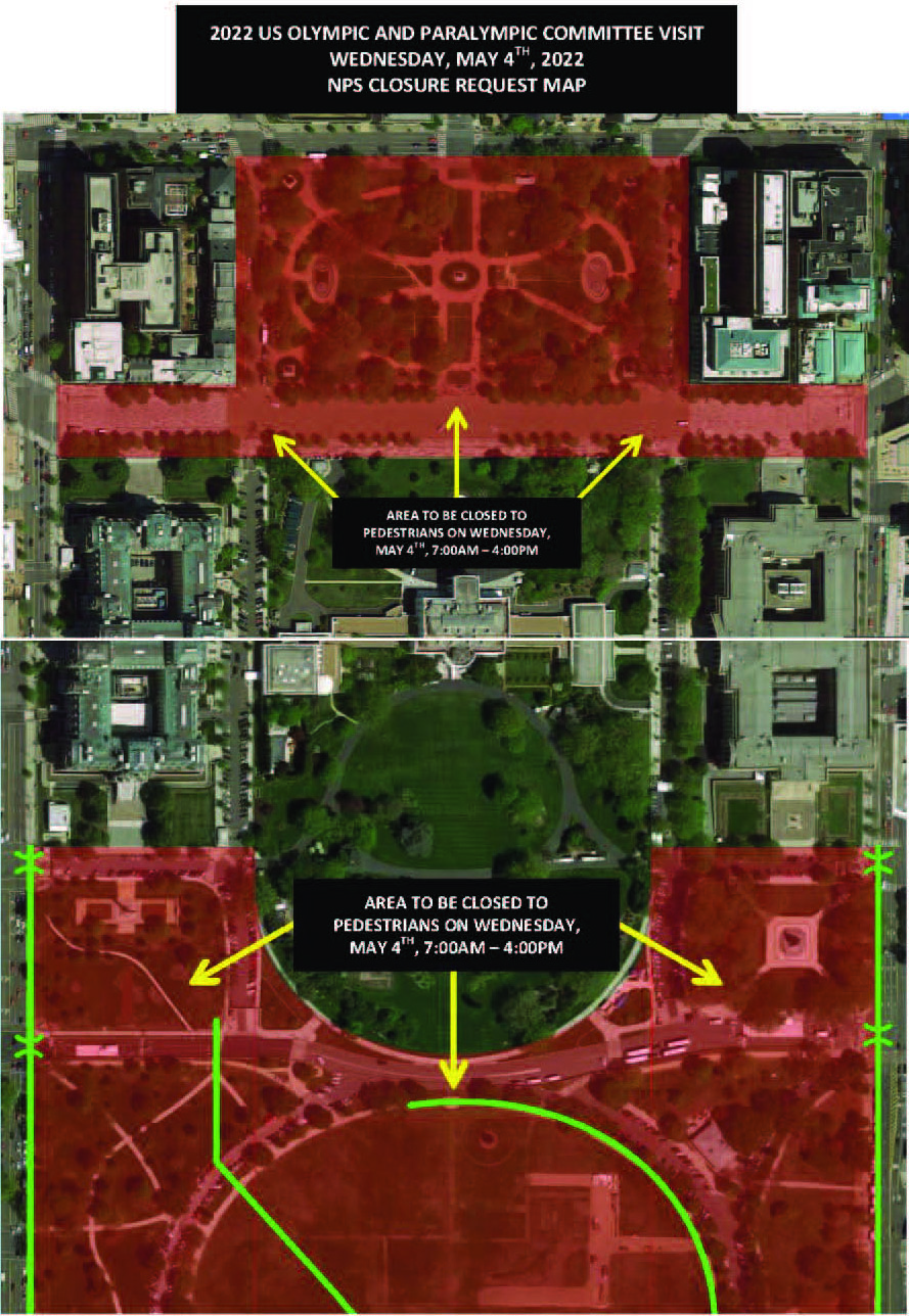 Temporary Area Closures - President's Park (White House) (U.S. National ...
