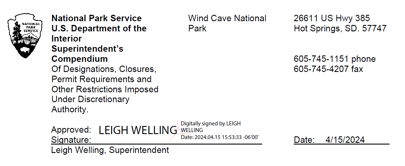 Superintendent's Compendium - Wind Cave National Park (U.S. National ...